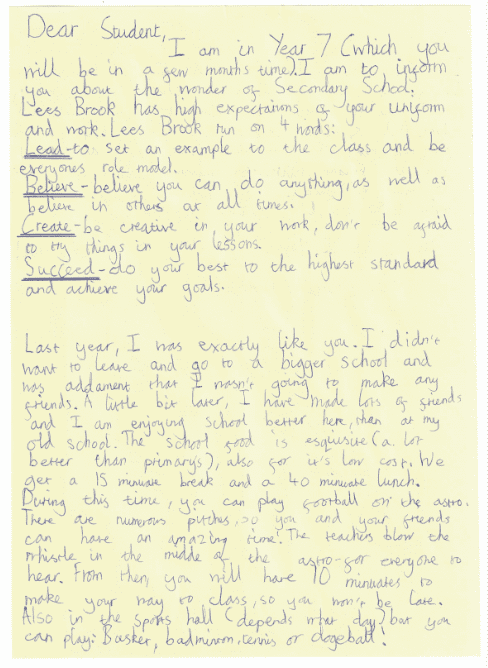 Year 6 Transition Process - Lees Brook Academy